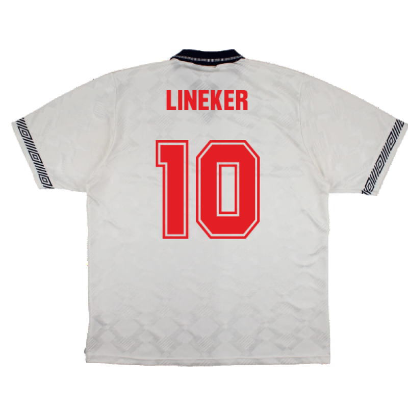 England 1990-92 Home Shirt (S) (Good) (Lineker 10) – Classic Football Kit
