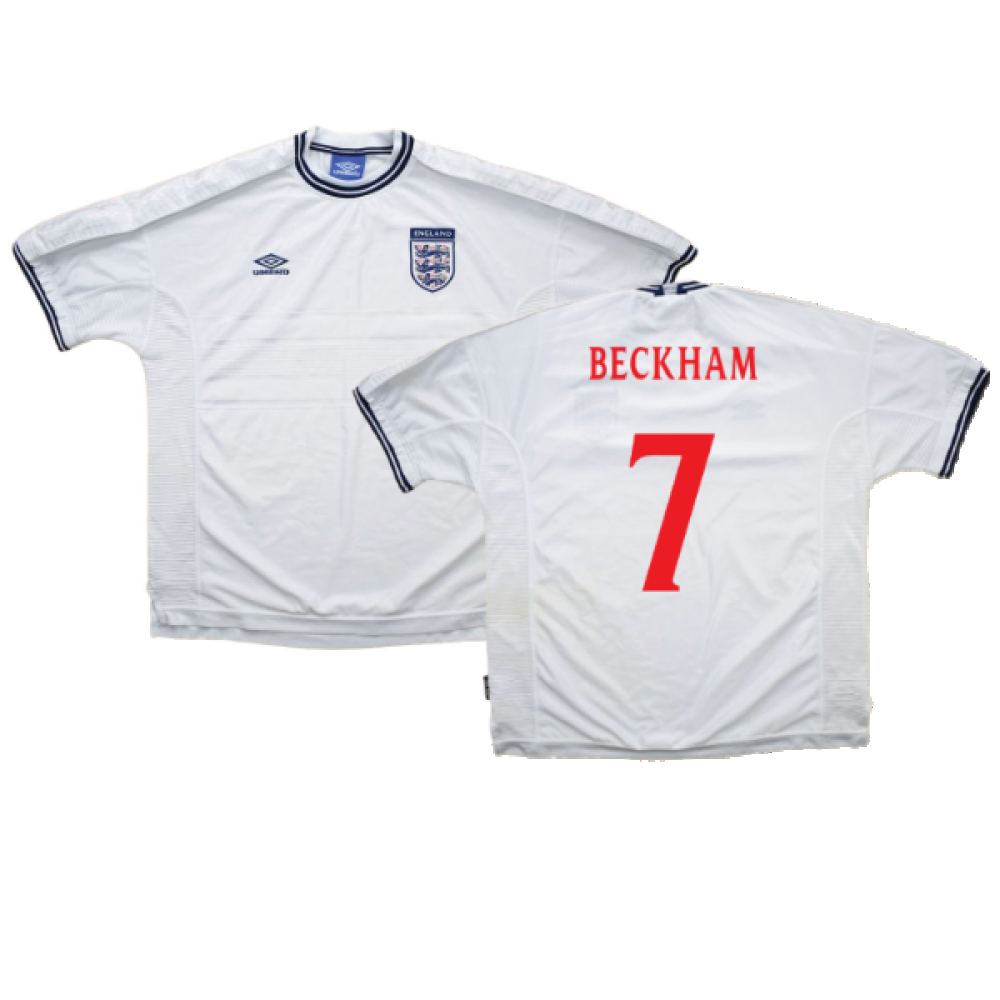 England 1999-00 Home Shirt (XXL) (Fair) (Beckham 7) – Classic Football Kit