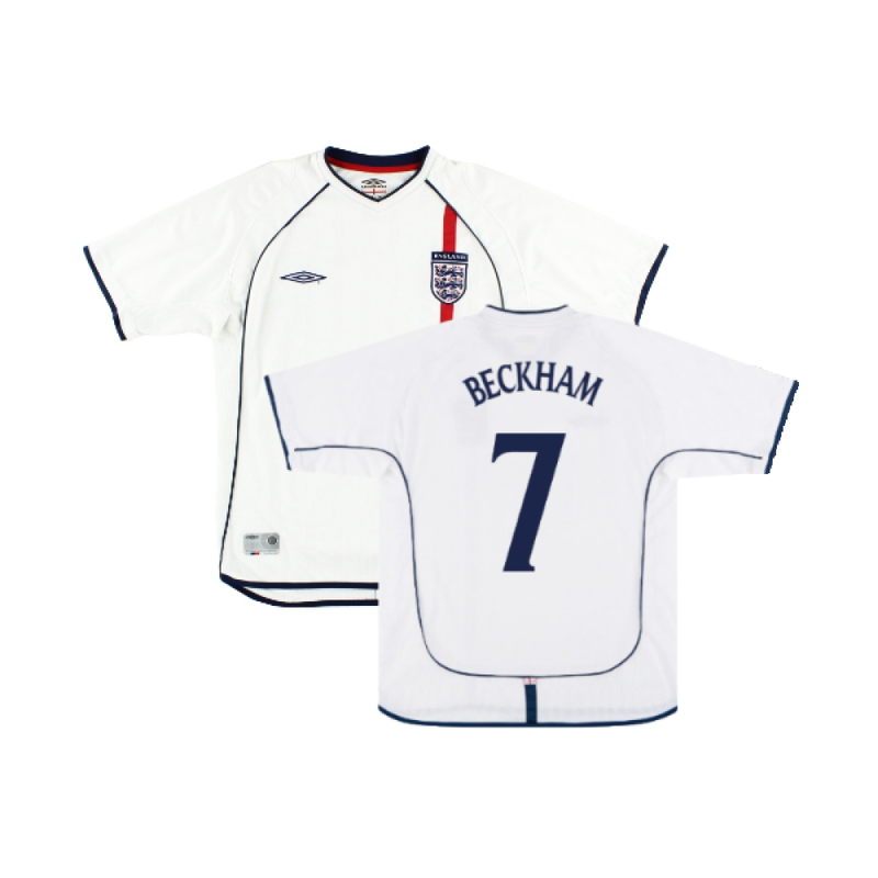 England 2001-03 Home Shirt (S) (Good) (Beckham 7) – Classic Football Kit
